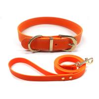 China Silicone Imitation Leather Dog Collar And Leash Set Custom Waterproof Durable Adjustable for sale