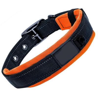 China Reflective Plain Nylon Adjustable Webbing Dog Collars Padded XS S M L Custom Size for sale
