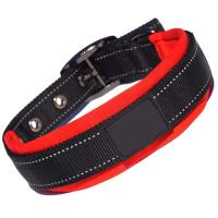 China Reflective Plain Nylon Adjustable Webbing Dog Collars Padded XS S M L Custom Size for sale