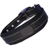 China Reflective Plain Nylon Adjustable Webbing Dog Collars Padded XS S M L Custom Size for sale