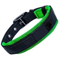 China Reflective Plain Nylon Adjustable Webbing Dog Collars Padded XS S M L Custom Size for sale