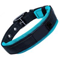 China Reflective Plain Nylon Adjustable Webbing Dog Collars Padded XS S M L Custom Size for sale