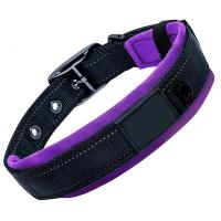 China Reflective Plain Nylon Adjustable Webbing Dog Collars Padded XS S M L Custom Size for sale