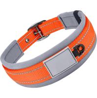 China Adjustable Nylon Neoprene Padded Dog Collar Reflective Soft Design 50cm for sale