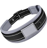 China Adjustable Nylon Neoprene Padded Dog Collar Reflective Soft Design 50cm for sale