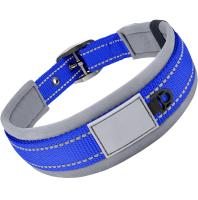 China Adjustable Nylon Neoprene Padded Dog Collar Reflective Soft Design 50cm for sale