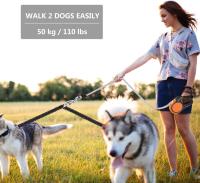 China Double Head Retractable Dog Leash 3m with Flashlight and Bag Dispenser for Large Dogs 50kg for sale