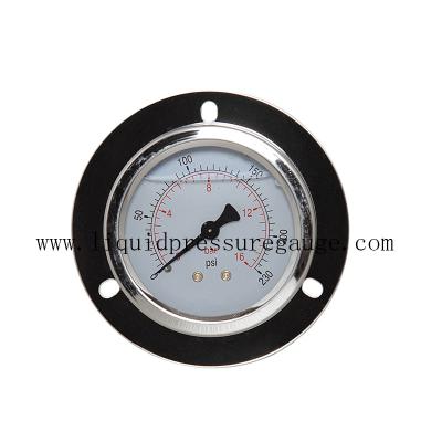 China Stainless Steel Liquid Filled Pressure Gauge 0-16 bar 2-1/2 inch 1/4 BSP Back Connection Flange for sale