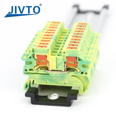 China PTV 2.5-PE Ground Modular DIN Rail Terminal Block Push-in 800V 24A Side-Entry Connector 2.5mm for sale
