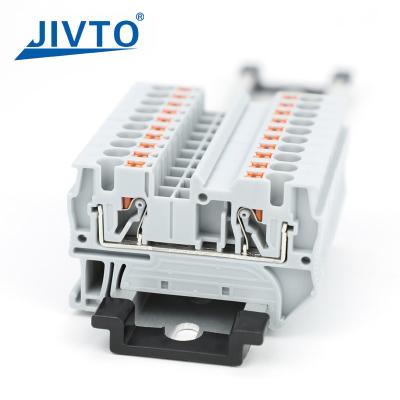 China PT4 Push-in Terminal Block 4mm² 800V 41A Screwless Din Rail Connector PT 4 Grey for sale