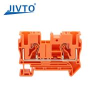 China PT6 Push-in Terminal Block Din Rail 6mm² Screwless Spring Feed-Through Connector Wire Electrical Strip Plug for sale