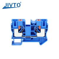 China PT10 Push-in Terminal Block Din Rail 10mm² Wire Electrical Connector 1000V 57A Spring Screwless Feed-Through Strip for sale
