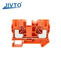 China PT10 Push-in Terminal Block Din Rail 10mm² Wire Electrical Connector 1000V 57A Spring Screwless Feed-Through Strip for sale