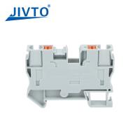 China PT10 Push-in Terminal Block Din Rail 10mm² Wire Electrical Connector 1000V 57A Spring Screwless Feed-Through Strip for sale