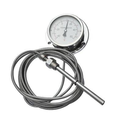 China 4 Inch Dual Scale Capillary Temperature Gauge -40 to 600C Stainless Steel Case 3m Capillary for sale