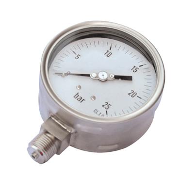 China 4 inch Stainless Steel Liquid Filled Pressure Gauge 0-25 bar Glycerine 1/2 BSP Lower Mount Explosion Proof for sale