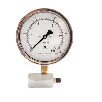 China 4 Inch Capsule Pressure Gauge 0-5 psi with Valve Steel Case Brass Internal for sale