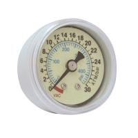 China 1.5 Inch 38mm Medical Pressure Gauge 0-400 psi Lower Mount Steel Case Brass Internal for sale