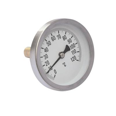 China 2 Inch 50mm Bimetallic Coil Thermometer 0-120C 1/4 BSP Back Mount Temperature Gauge for sale