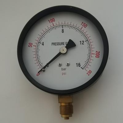 China 4 Inch 100mm General Pressure Gauge 0-230 psi 16 Bar 3/8 NPT Bottom Mount for sale