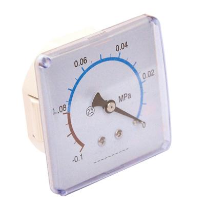 China 63x63 mm -0.1 to 0 Mpa Vacuum Medical Pressure Gauge ABS Case Back Mount for sale