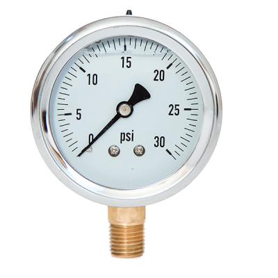 China 2.5 Inch 30 Psi Stainless Steel Case Liquid Filled Pressure Gauge Glycerine for sale