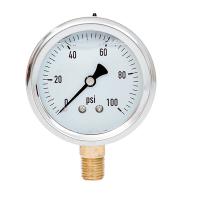 China 2.5 Inch 100 psi Glycerine Filled Pressure Gauge 1/4 NPT Bottom Connection Stainless Steel for sale