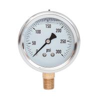 China Oil Filled Vacuum 300 Psi Liquid Filled Pressure Gauge 63mm 2.5 Inch 1/4 BSP Lower Mount for sale