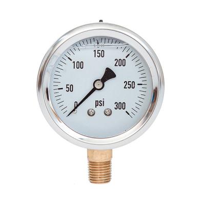 China Oil Filled Vacuum 300 Psi Liquid Filled Pressure Gauge 63mm 2.5 Inch 1/4 BSP Lower Mount for sale