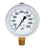 China 4 Inch Liquid Filled Pressure Gauge 0-2000 psi Glycerine Stainless Steel Case 1/2 NPT Lower Mount for sale