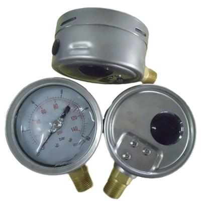 China 4 inch Liquid Filled Pressure Gauge 0-140 psi Glycerine 1/2 BSP Lower Mount Bayonet Explosion Proof for sale