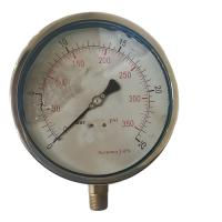 China 6 Inch Liquid Filled Pressure Gauge 0-350 psi Stainless Steel Case Brass Internal 1/2 NPT Lower Mount for sale