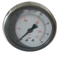 China 2-1/2 Inch Liquid Filled Pressure Gauge 0-230 psi Glycerine Silicone Oil Stainless Steel 1/4 BSP Back Mount for sale