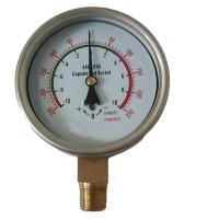 China 4 Inch 250 mbar Capsule Low Pressure Gauge Stainless Steel Case Brass Internal 1/2 NPT for sale