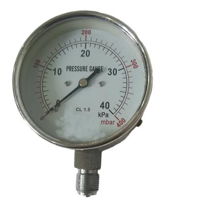 China 3 Inch 75mm Capsule Pressure Gauge 0-400 mbar 1/4 BSP Lower Mount Chrome Steel Case for sale