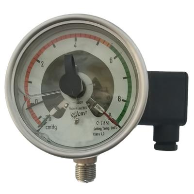 China 4 Inch 10cm Electric Contact Pressure Gauge 9 Kg/cm2 Liquid Filled Stainless Steel 3/8 NPT for sale