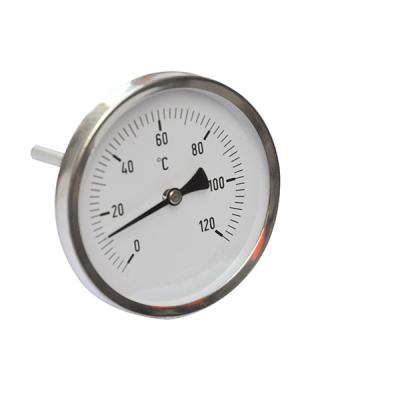 China 4 Inch 100mm Bimetal Thermometer 0-120C 1/2 BSP Back Connection Stainless Steel for sale