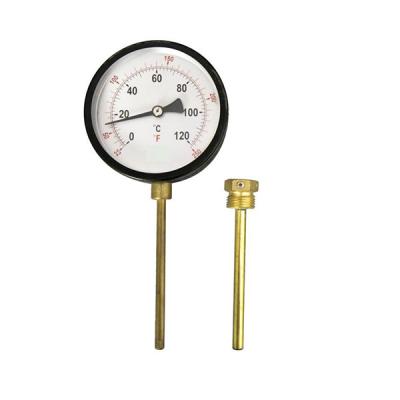 China Bimetal Dial 100C 2'' 50MM Bimetallic Coil Thermometer 1/2 BSPT Thread for sale