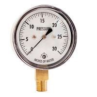 China 4 Inch Capsule Pressure Gauge 0-30 IWC Vacuum Steel Case 1/4 NPT Lower Mount for sale