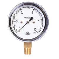 China 2.5 Inch 63mm Capsule Low Pressure Gauge 0-15 psi 1/4 NPT Lower Mount Brass for sale