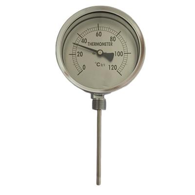 China Spiral Bimetallic Thermometer 100mm Dial 4 Inch Stem 1/2 NPT 0-120C Stainless Steel for sale