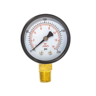 China 2.5 Inch 63mm 200 Psi 1/8 BSP General Pressure Gauge Black Steel Case Brass Connection for sale