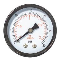 China 2 Inch 0-30 Psi General Pressure Gauge 1/4 NPT Back Mount Steel Case Brass Connection for sale