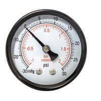 China 2 Inch 38mm Stainless Steel Vacuum Pressure Gauge -30 inHg to 30 psi 1/4 NPT Back Mount for sale