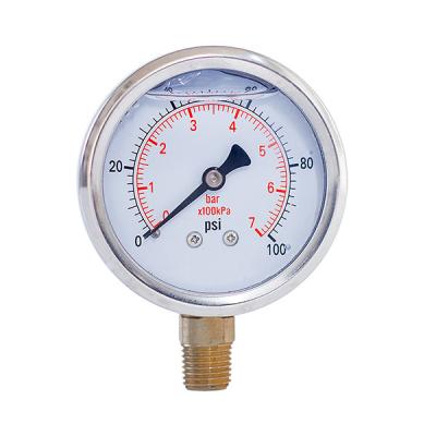 China 7 Bar Lower Mount  Dual Scale Pressure Gauge 1/4 NPT 2'' 50cm for sale
