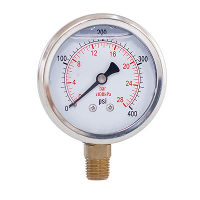 China 2.5 Inch Liquid Filled Pressure Gauge 0-400 psi Stainless Steel Case 1/4 NPT for sale