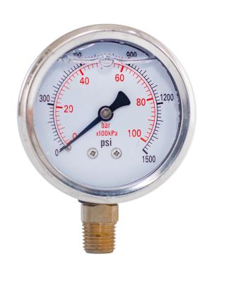 China 2.5 Inch 1500 PSI Liquid Filled Vacuum Pressure Gauge 1/4 BSP Back Mount Stainless Steel for sale