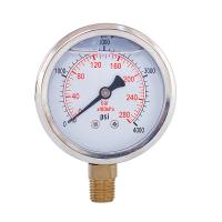 China 4000Psi 2.5 Inch Dial Dual Scale Liquid Filled Pressure Gauges for sale