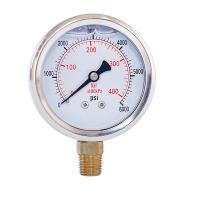 China 2.5in 63mm Glycerine Filled Pressure Gauge 6000 Psi 1/4 BSPT Stainless Steel Case for sale