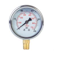 China Bottom Connection 0.5cm Liquid Filled Pressure Gauges 10000 Psi 1/4